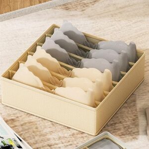 Alipis Sock Underwear Organizer Dividers Bra Storage Boxes Foldable Dresser Closet Cabinet Bins for Storing Bras Underpants Ties Belts Baby Clothes Dress Gloves Beige