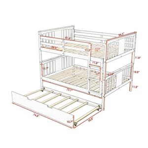 BIADNBZ Full Over Full Bunk Bed with Twin Size Trundle, Ladder and Safety Guardrail, Solid Wood Bunkbed Frame for Kids Teens Adults Bedroom, Espresso