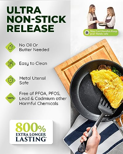 Granitestone Armor Max 20 Pc Pots and Pans Set Nonstick Cookware Set, Complete Kitchen Cookware Set with Non Stick Pots and Pans Set with Lids + Knife Set, Induction/Oven/Dishwasher Safe, Non Toxic