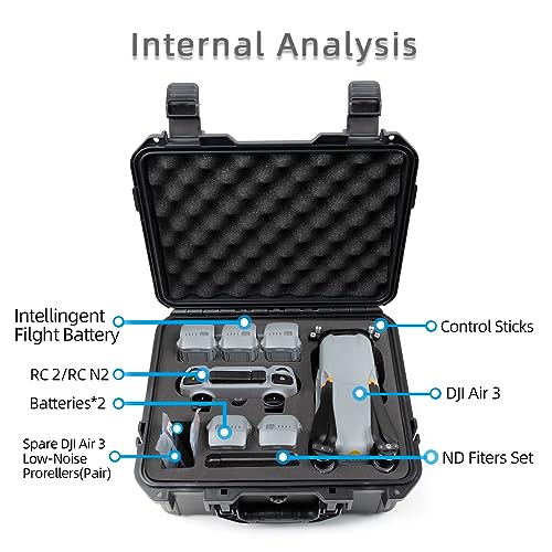 ZLiT for DJI Air3 Drone Case,Travel Hard Carrying Case for DJI Air 3 Drone Fly Combo Accessories (Black) (Black)