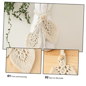 Didiseaon 4 Pcs Curtain Tie Rope White Curtains Boho Macrame Curtains Boho Shower Curtains Outdoor Curtain Tie Belt Hand Knitting Craft Curtain Tieback Curtain Drapery Holdback Holders Strap