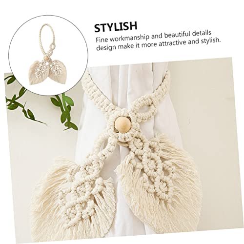 Didiseaon 4 Pcs Curtain Tie Rope White Curtains Boho Macrame Curtains Boho Shower Curtains Outdoor Curtain Tie Belt Hand Knitting Craft Curtain Tieback Curtain Drapery Holdback Holders Strap