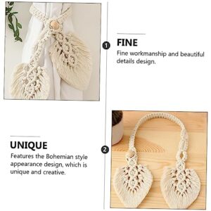 Didiseaon 4 Pcs Curtain Tie Rope White Curtains Boho Macrame Curtains Boho Shower Curtains Outdoor Curtain Tie Belt Hand Knitting Craft Curtain Tieback Curtain Drapery Holdback Holders Strap