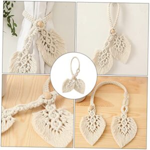 Didiseaon 4 Pcs Curtain Tie Rope White Curtains Boho Macrame Curtains Boho Shower Curtains Outdoor Curtain Tie Belt Hand Knitting Craft Curtain Tieback Curtain Drapery Holdback Holders Strap