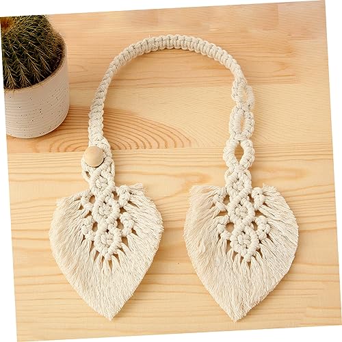 Didiseaon 4 Pcs Curtain Tie Rope White Curtains Boho Macrame Curtains Boho Shower Curtains Outdoor Curtain Tie Belt Hand Knitting Craft Curtain Tieback Curtain Drapery Holdback Holders Strap