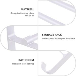 ICOBES Multipurpose Paper Towel Holder Stand Wall- Mounted Towel Racks Bar Holder: Double Towel Rod Towel Hangers Towel Rack Holder Organizer Shelf for Bathroom Toilet 50Cm Wall Mount Paper Towel Hold