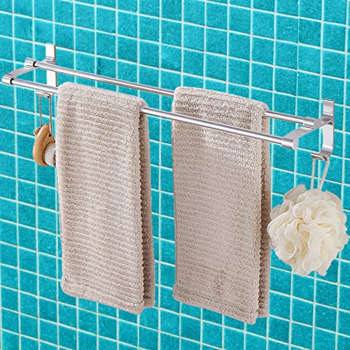 ICOBES Multipurpose Paper Towel Holder Stand Wall- Mounted Towel Racks Bar Holder: Double Towel Rod Towel Hangers Towel Rack Holder Organizer Shelf for Bathroom Toilet 50Cm Wall Mount Paper Towel Hold