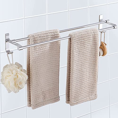 ICOBES Multipurpose Paper Towel Holder Stand Wall- Mounted Towel Racks Bar Holder: Double Towel Rod Towel Hangers Towel Rack Holder Organizer Shelf for Bathroom Toilet 50Cm Wall Mount Paper Towel Hold