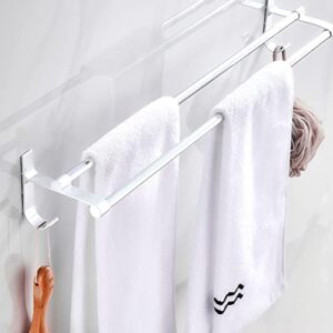 ICOBES Multipurpose Paper Towel Holder Stand Wall- Mounted Towel Racks Bar Holder: Double Towel Rod Towel Hangers Towel Rack Holder Organizer Shelf for Bathroom Toilet 50Cm Wall Mount Paper Towel Hold