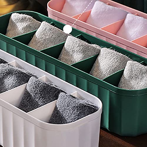 SOONHUA Plastic Drawer Organizer Box with Lid 5 Grids Drawer Divider Organizer Bin for Lingerie Socks Ties