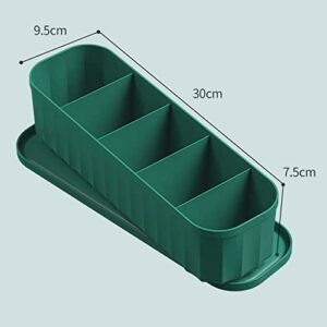 SOONHUA Plastic Drawer Organizer Box with Lid 5 Grids Drawer Divider Organizer Bin for Lingerie Socks Ties