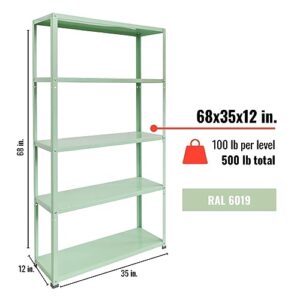 Medium 5-Tier Open Bookshelf freestanding Standing Storage Decorative Shelf Multifunctional Display Stand for Home and Office, Light Green