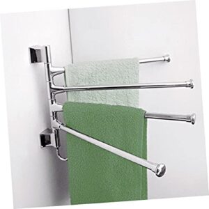 Zerodeko 4 Swivel Towel Rack Stainless Steel Towel Holder Stainless Steel Towel Rack w 4 Swivel Bars Wall Mounted Towel Holder Rotating Rod Wall-Mounted Towel Rack to Rotate Silver