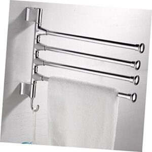 Zerodeko 4 Swivel Towel Rack Stainless Steel Towel Holder Stainless Steel Towel Rack w 4 Swivel Bars Wall Mounted Towel Holder Rotating Rod Wall-Mounted Towel Rack to Rotate Silver