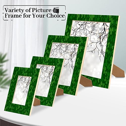 POFATO Lucky Four Leaf Clover Pattern 5x7 Picture Frame Wood Photo Frame for Tabletop Display Wall Mount Picture Frame Display 5 x 7 Inch Photo Wall Decor Home Gift Frames