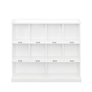 YTULA Wooden Open Shelf Bookcase, Bookshelf, Freestanding Storage Unit, 10 Open Compartments, for Living Room, Study, Office, White