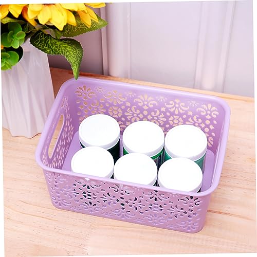 EXCEART 3pcs box Retro Container Household Socks Organizing Basket Purple Delicate Papers Pattern Cabinet Storage Towels Bedroom Portable Organizers with S Lids for Drawer Cosmetics