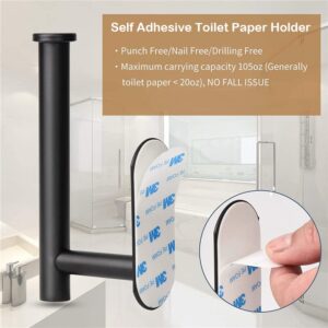 JOPOFI 8" Rectangular Hand Towel Holder and Self Adhesive Toilet Paper Holder - SUS 304 Stainless Steel Modern Design Paper Towel Holder Wall Mounted - Matte Black