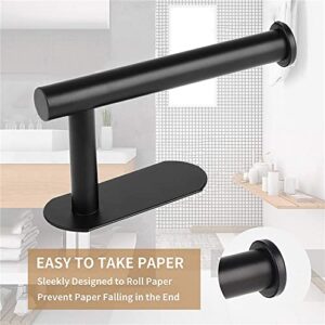 JOPOFI 8" Rectangular Hand Towel Holder and Self Adhesive Toilet Paper Holder - SUS 304 Stainless Steel Modern Design Paper Towel Holder Wall Mounted - Matte Black