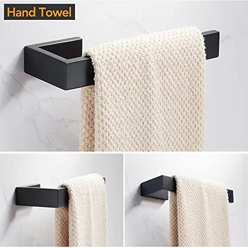 JOPOFI 8" Rectangular Hand Towel Holder and Self Adhesive Toilet Paper Holder - SUS 304 Stainless Steel Modern Design Paper Towel Holder Wall Mounted - Matte Black