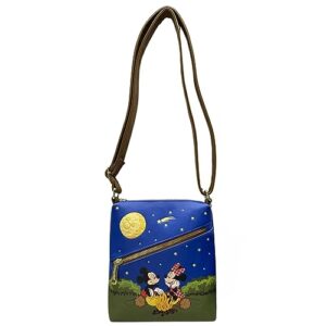 Loungefly Mickey, Minnie, & Friends Camping Scene Crossbody Passport Bag