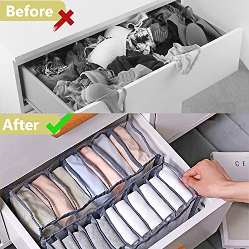 TIGARI Wardrobe Clothes Organizer, Closet Organizer Foldable Drawer Organizer for Clothing, Drawer Dividers for Clothes, Closet Storage for Trousers, Shirts, Jeans, T-Shirt, Bra, Underwear, Socks