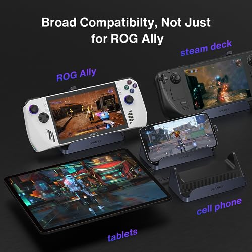 iVANKY ROG Ally& Steam Deck Dock, 6-in-1 Hub Docking Station for ASUS ROG Alloy with HDMI 4K@60Hz, Gigabit Ethernet, 3 USB-A 3.0 and 100W Charging USB-C Port Compatible with Valve Stream Deck-HB0603