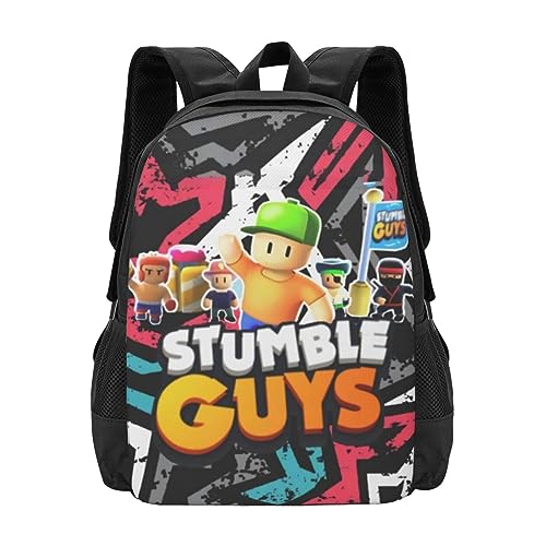 Jadouzke Stumble Guys Casual School Backpack Portable Daypack for Outdoor Sports Travel Bag