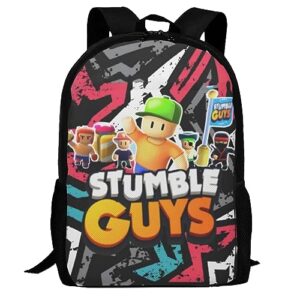 Jadouzke Stumble Guys Casual School Backpack Portable Daypack for Outdoor Sports Travel Bag