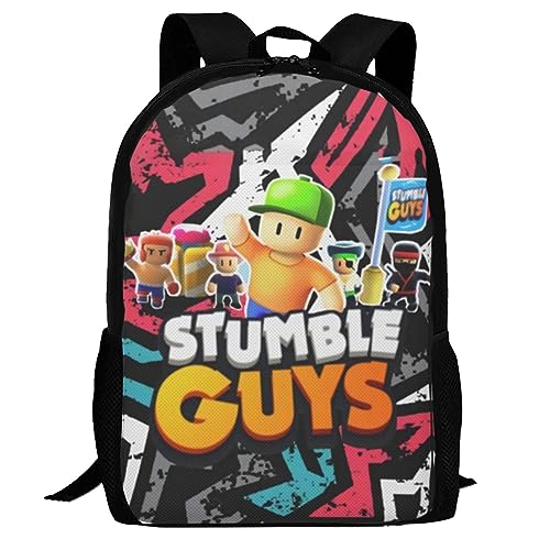 Jadouzke Stumble Guys Casual School Backpack Portable Daypack for Outdoor Sports Travel Bag