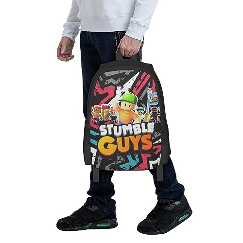 Jadouzke Stumble Guys Casual School Backpack Portable Daypack for Outdoor Sports Travel Bag