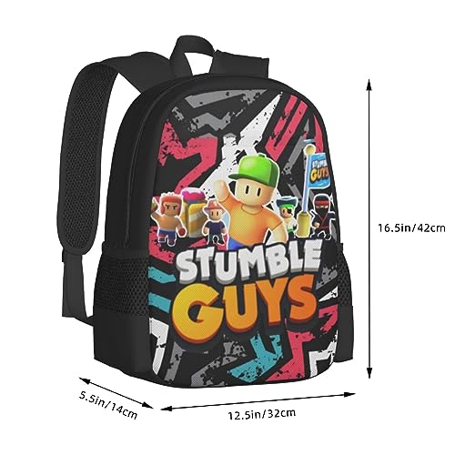 Jadouzke Stumble Guys Casual School Backpack Portable Daypack for Outdoor Sports Travel Bag