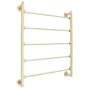 lgxshop towel rack, 5 tier hanging towel rack, industrial metal wall mounted garment rack, space saving towel display rack for entrance, bedroom, bathroom, closet, boutique -gold