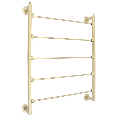 LGXSHOP Towel Rack, 5 Tier Hanging Towel Rack, Industrial Metal Wall Mounted Garment Rack, Space Saving Towel Display Rack for Entrance, Bedroom, Bathroom, Closet, Boutique -Gold