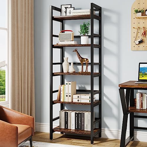 Tribesigns 5-Tier Bookshelf 69 Inch Industrial Bookcase Open Display Shelves Book Storage Organizer for Living Room, Home Office, Small Space