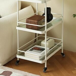 VLOBAOM 3-Tier Bar Cart for Home, Utility Kitchen Storage Island Serving Cart with Wheels, Decorative End Table, Mobile Coffee Table,69x40x90cm,Silver