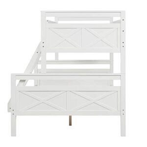 BIADNBZ Twin Over Full Size Bunk Bed, Detachable Wooden Bunkbeds with Ladder and Safety Guardrail, for Kids Teens Adults Bedroom, White