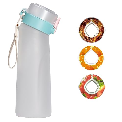 Sports Airs Water Bottle BPA Free,650ml Starter up Set Drinking Bottles with 3 Fruit Flavour Pods Scented For Flavouring 0 Sugar, 0 Calorie (White)