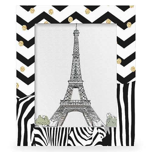 Pardick Zebra Stripe 5x7 Picture Frame, Zebra Polka Dots Wooden Photo Frame for Wall Mounting or Tabletop Living Room Bedroom Home Decor