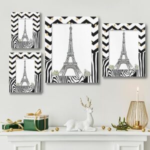 Pardick Zebra Stripe 5x7 Picture Frame, Zebra Polka Dots Wooden Photo Frame for Wall Mounting or Tabletop Living Room Bedroom Home Decor