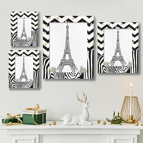 Pardick Zebra Stripe 5x7 Picture Frame, Zebra Polka Dots Wooden Photo Frame for Wall Mounting or Tabletop Living Room Bedroom Home Decor