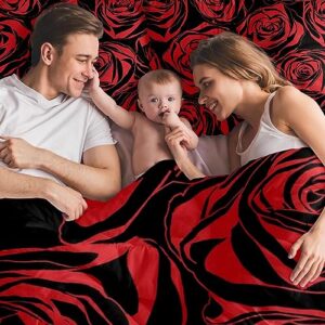 VAPOKF Duvet Covers Set Extra Size Soft and Breathable Microfiber Comforter Bedding Set 1 Duvet Cover 2 Pillowcase with Zipper Closure for Kids Women Men, Seamless Red Roses