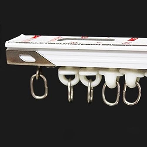 Adhesive Curtain Rod Holders, No Drill Curtain Single Tracks with Roller Hooks and Accessories, Shower Room/Clinics White Tools Curtain Track (Color : Ceiling mount, Size : 8ft/2.5m)