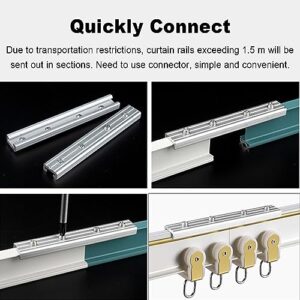 Adhesive Curtain Rod Holders, No Drill Curtain Single Tracks with Roller Hooks and Accessories, Shower Room/Clinics White Tools Curtain Track (Color : Ceiling mount, Size : 8ft/2.5m)