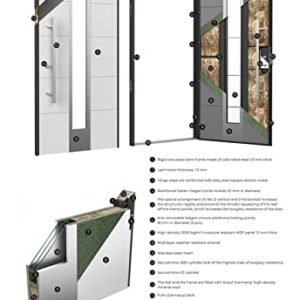 Front Exterior Prehung Glass Steel Door 36 x 80 inches Left-Hand/Deux 1744 Natural Oak/Stainless Inserts Single Modern Veneer