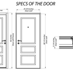 Front Exterior Prehung Glass Steel Door 36 x 80 inches Left-Hand/Deux 1744 Natural Oak/Stainless Inserts Single Modern Veneer