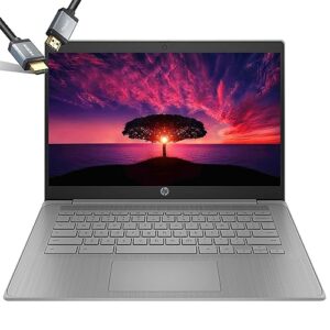 hp chromebook laptop 14inch ips display - google chromebook for students - intel celeron n4120 -wi-fi 5 - usb type c - hdmi cable (4gb ram| 64gb storage)