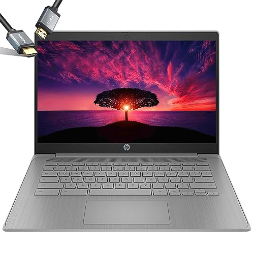 HP Chromebook Laptop 14inch IPS Display - Google Chromebook for Students - Intel Celeron N4120 -Wi-Fi 5 - USB Type C - HDMI Cable (4GB RAM| 64GB Storage)