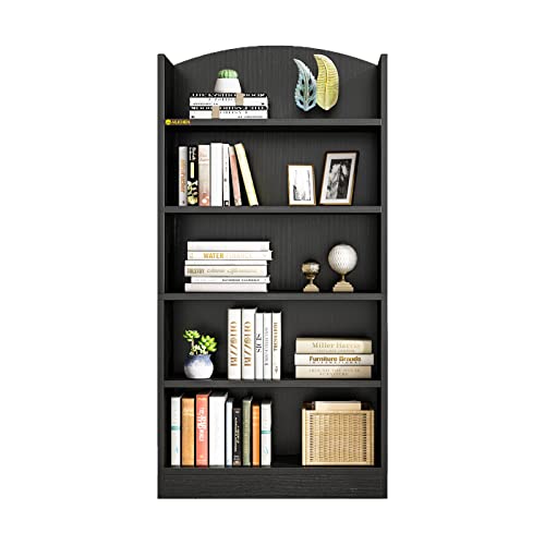 MULKGLOBAL 5 Shelf Bookcase Multi Functional Wood Storage Display Open Bookshelf 48 Inch Tall Bookcase Home Decor Furniture for Home Office,Black