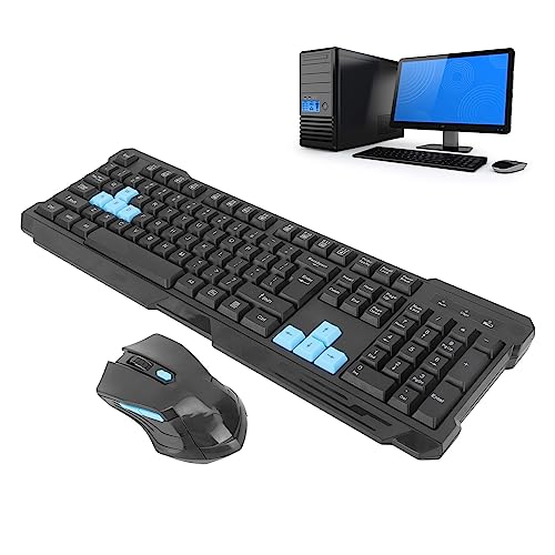 Rosvola Gaming Keyboard and Mouse Set Wireless Keyboard Mouse with Fast Decoding Speed and USB Gaming Receiver